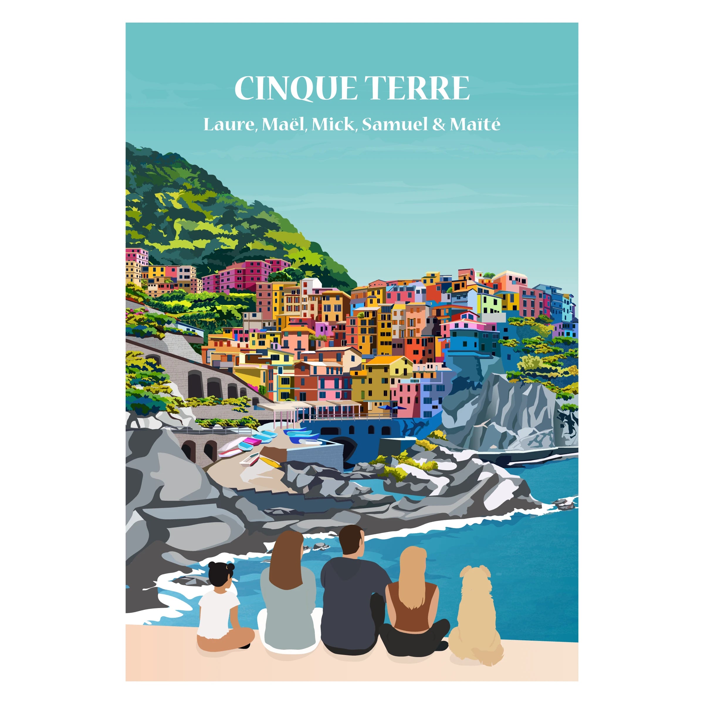 Personalized Cinque Terre family poster – Cactus Moments